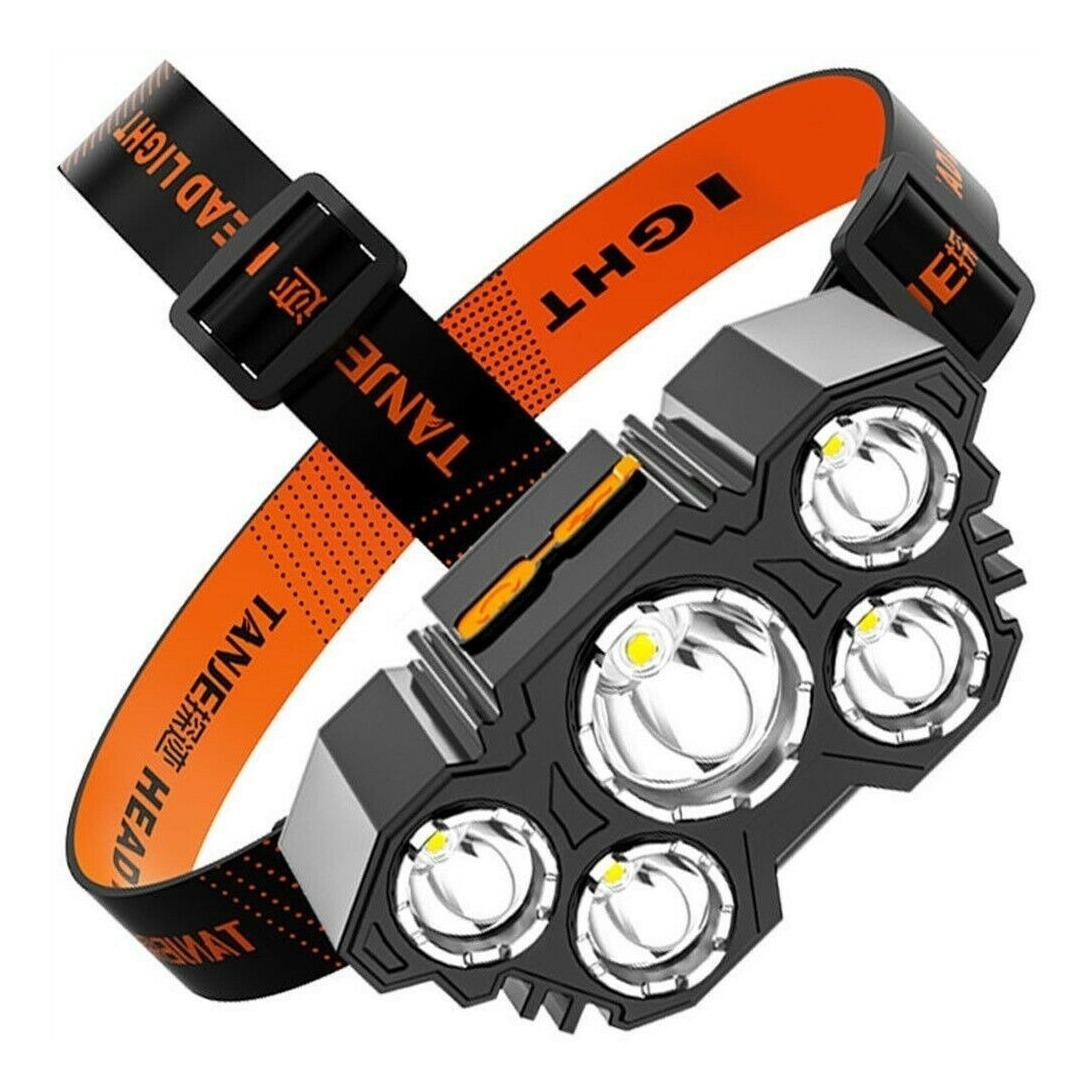 Linterna Cabeza Minero 5 Led Super Potente Recargable Usb - Opaa!